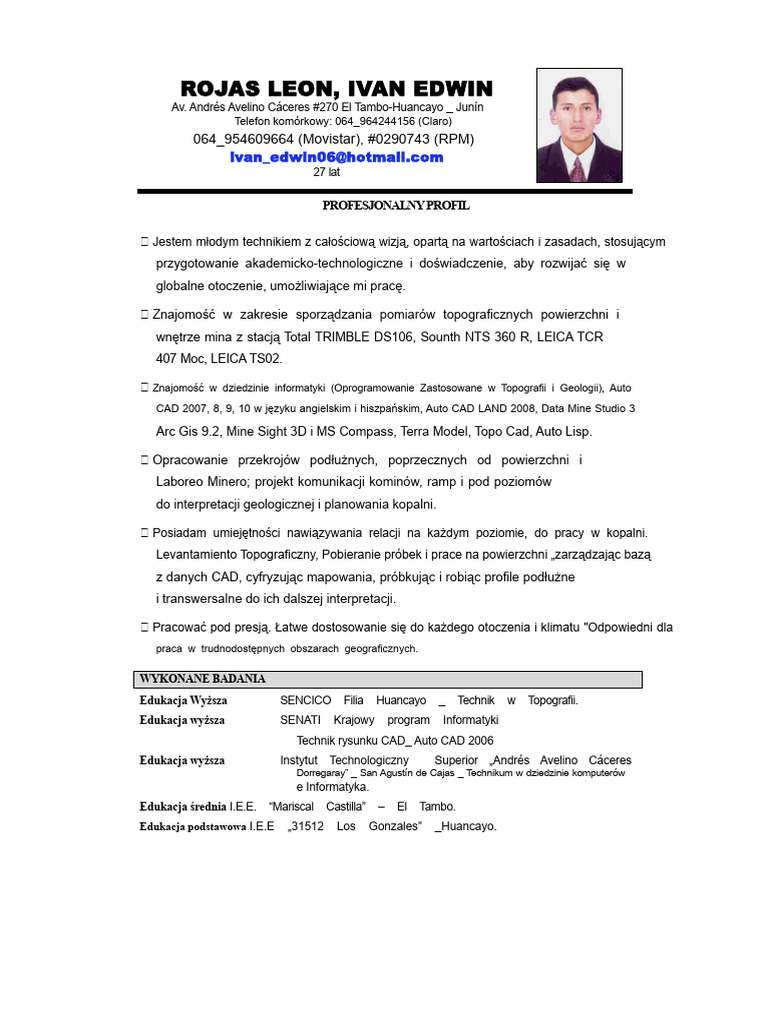 CV - Topograf Ivan | PDF