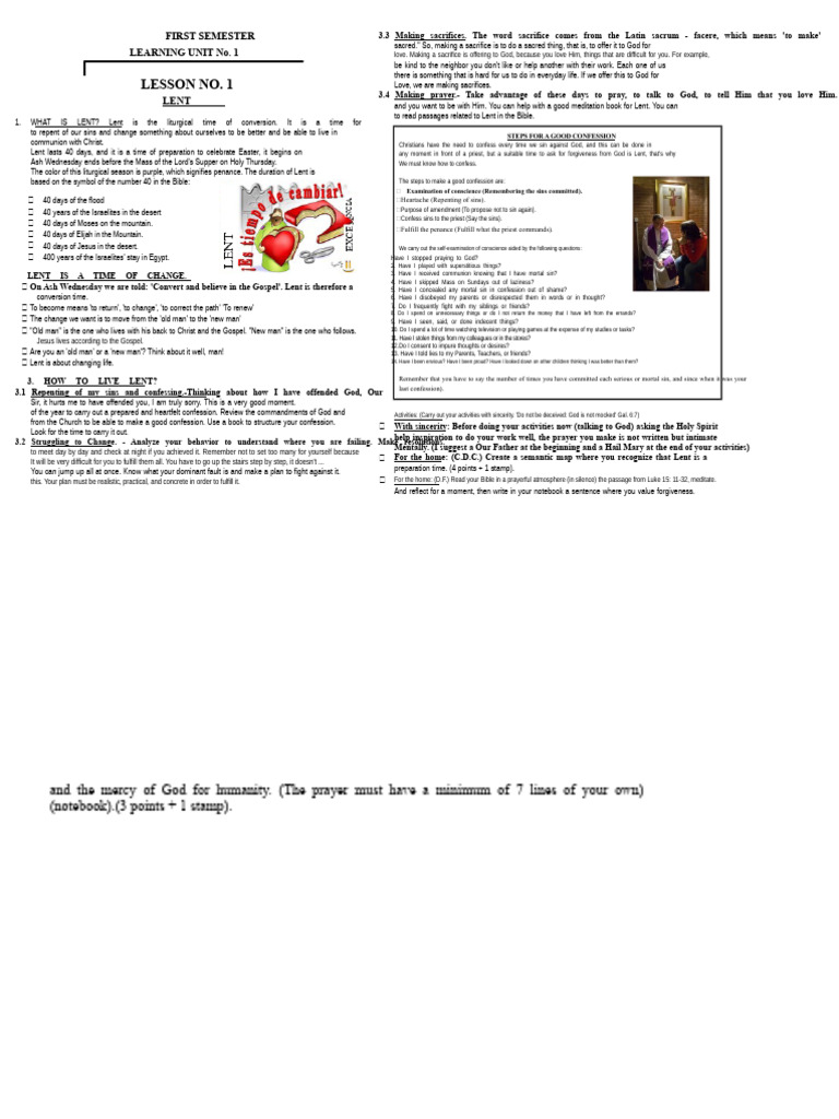 Understanding Lent: Sacrifice and Change | PDF | Confession (Religion ...