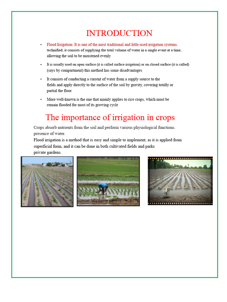 Introduction To Flood Irrigation | PDF | Irrigation | Tillage