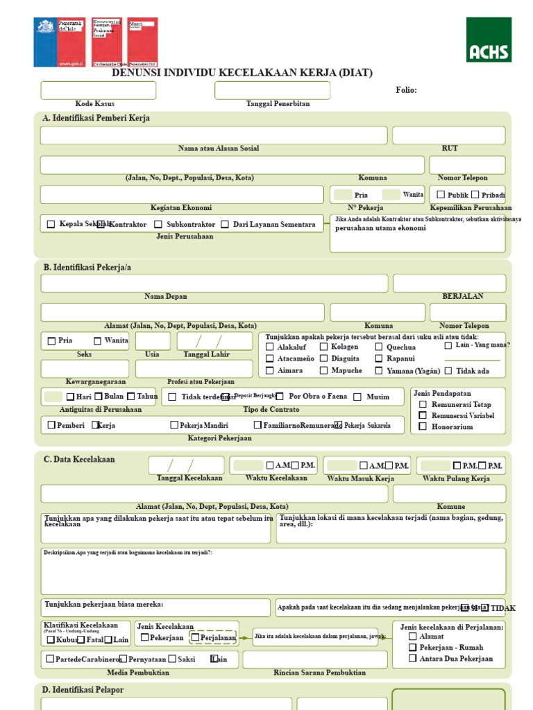 ACHS Formulir+DIAT | PDF