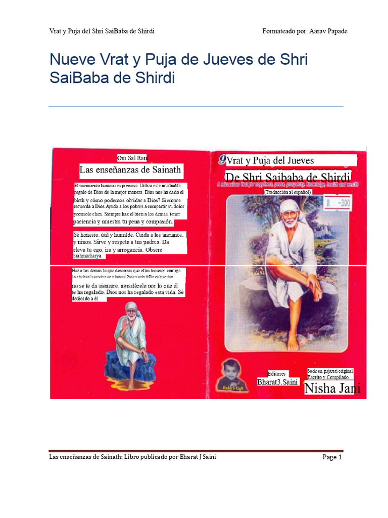 Sai Vrat Katha 9 Jueves | PDF | Sathya Sai Baba | Amor