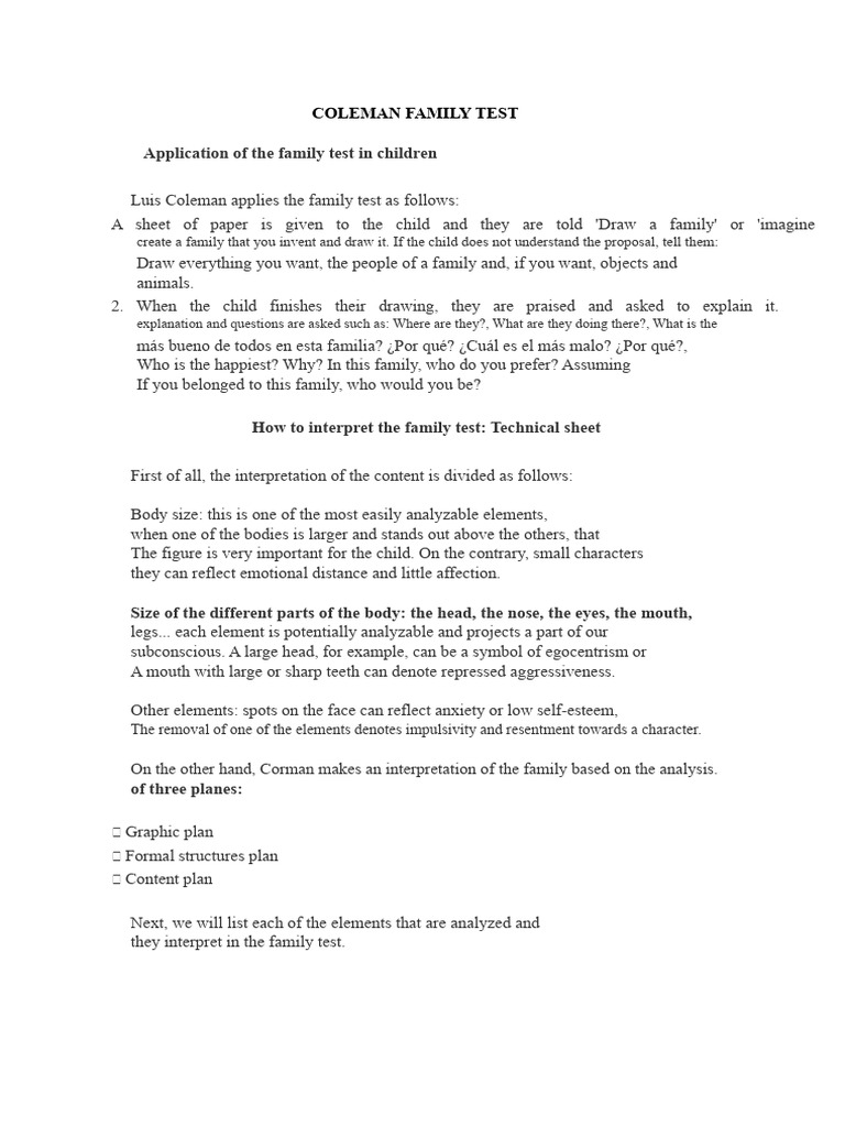 Coleman Family Test for Children | PDF | Oedipus Complex | Aggression