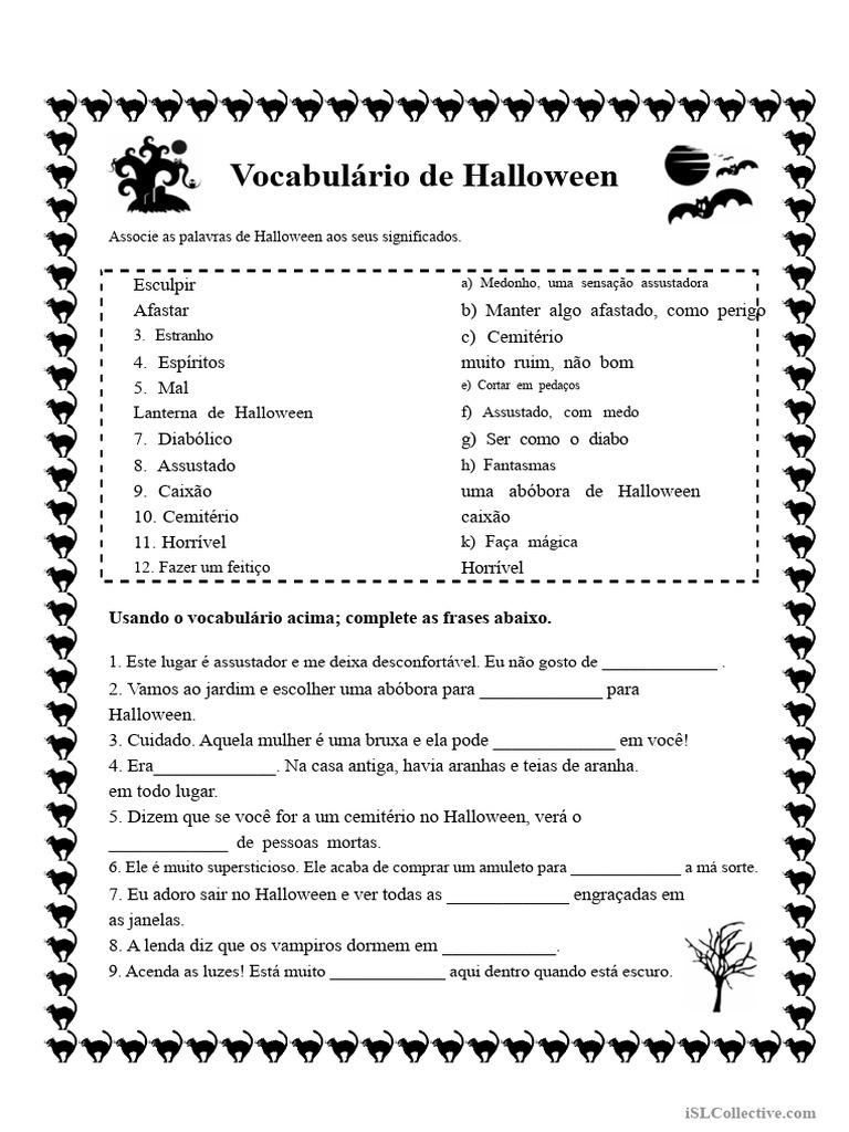 Vocabulário de Halloween e Significados | PDF | Dia das Bruxas