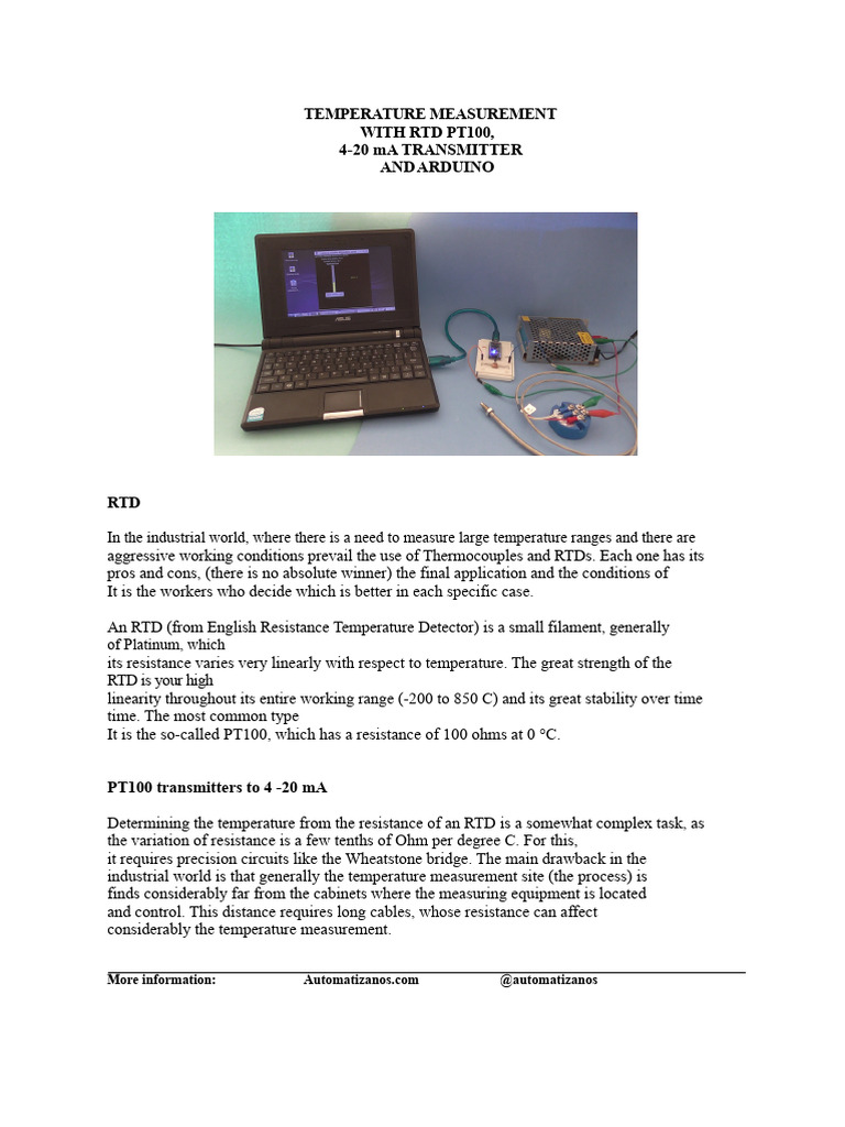 PT100 Sensor With Arduino | PDF | Manufactured Goods | Electronics
