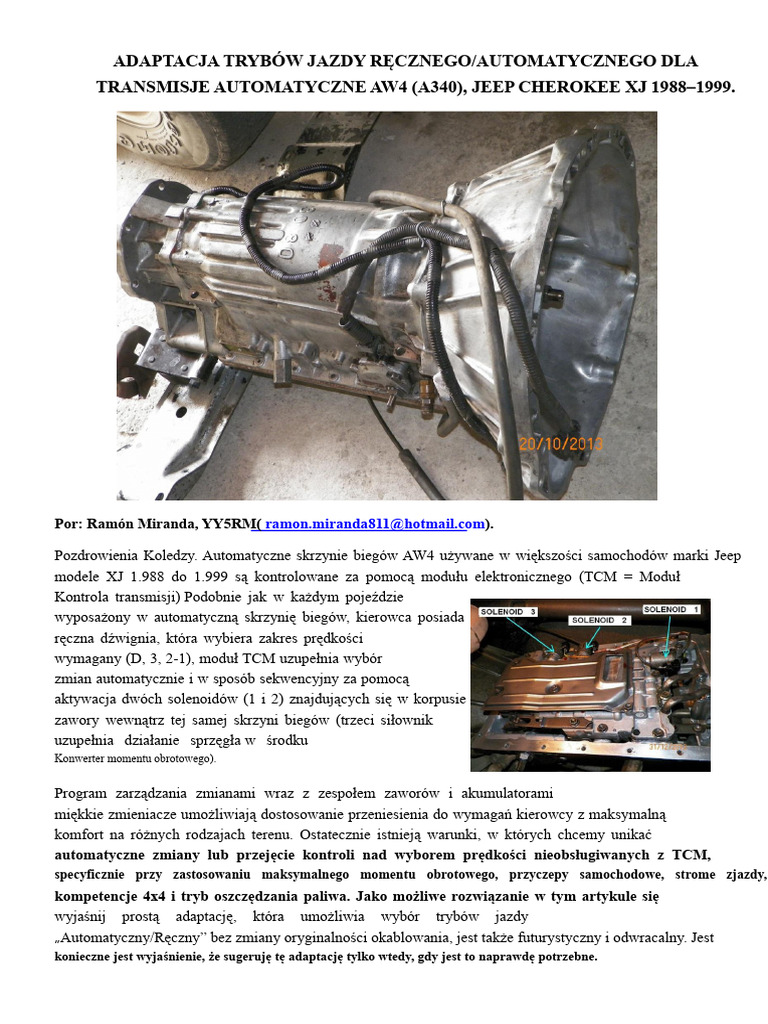 Adaptacja Ręczna Skrzyni Biegów Jeep Aw4 | PDF