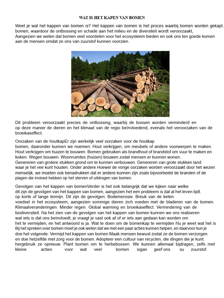 Wat Is Het Kappen Van Bomen? | PDF