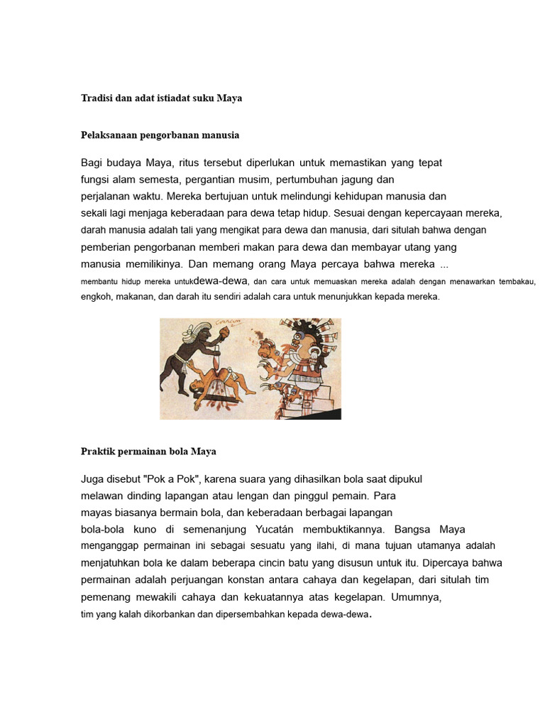 Tradisi Ritual Suku Maya dan Pengorbanan | PDF