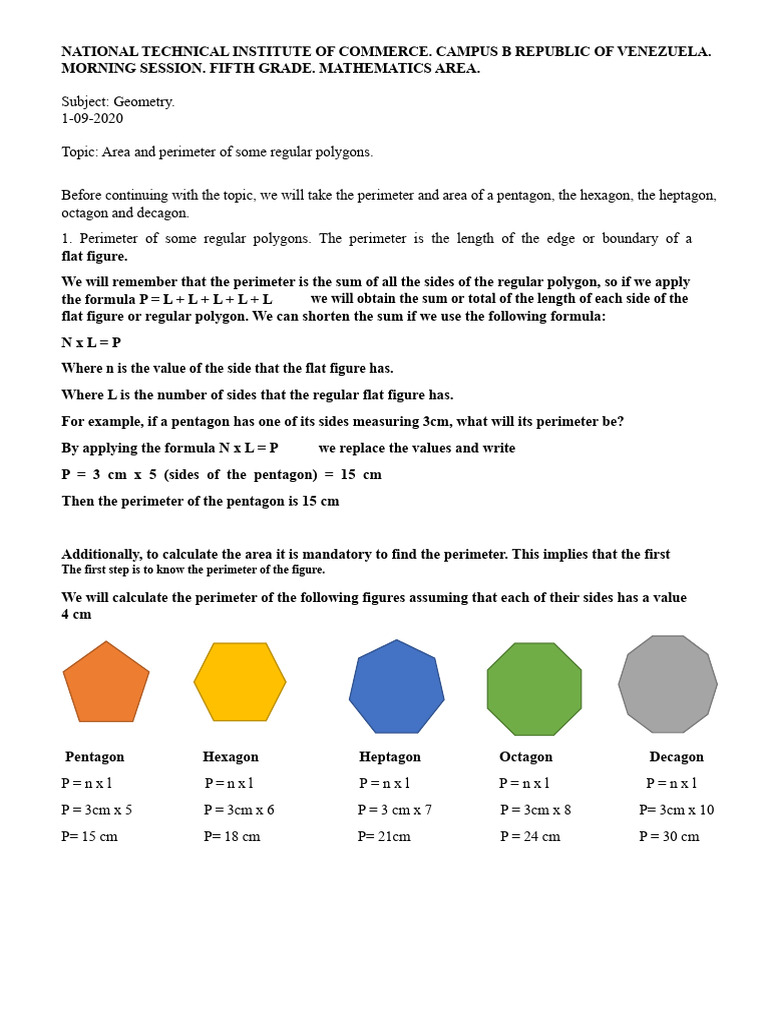 Perimeter of Regular Polygons. | PDF | Area | Polygon