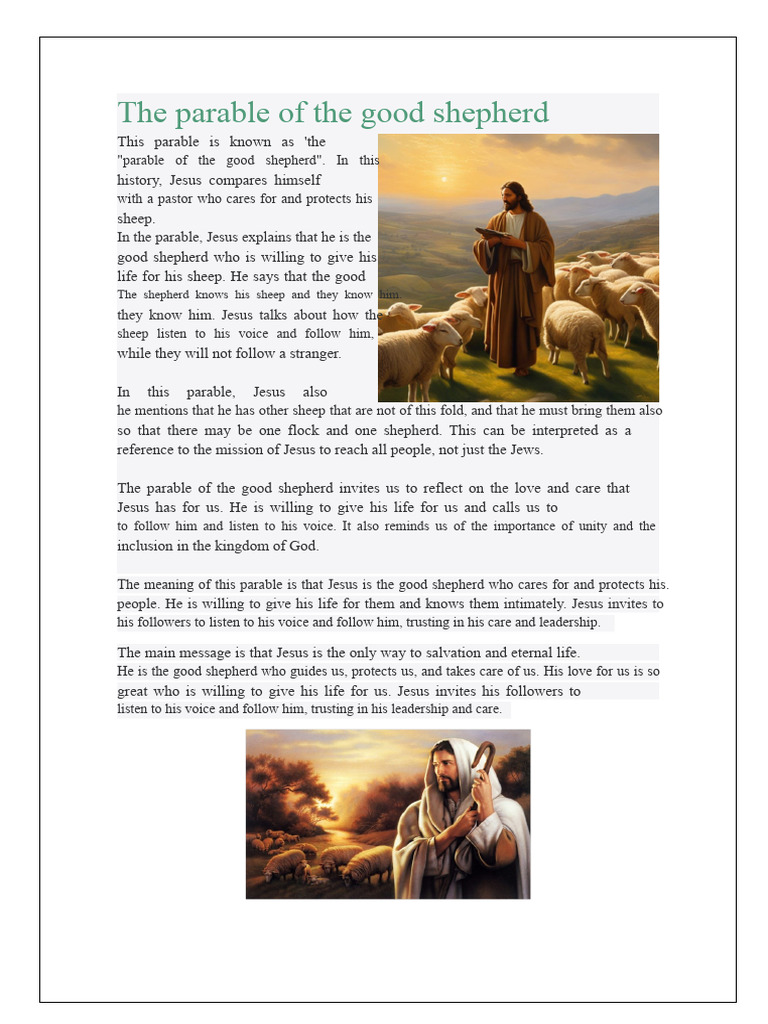 The Parable of The Good Shepherd | PDF