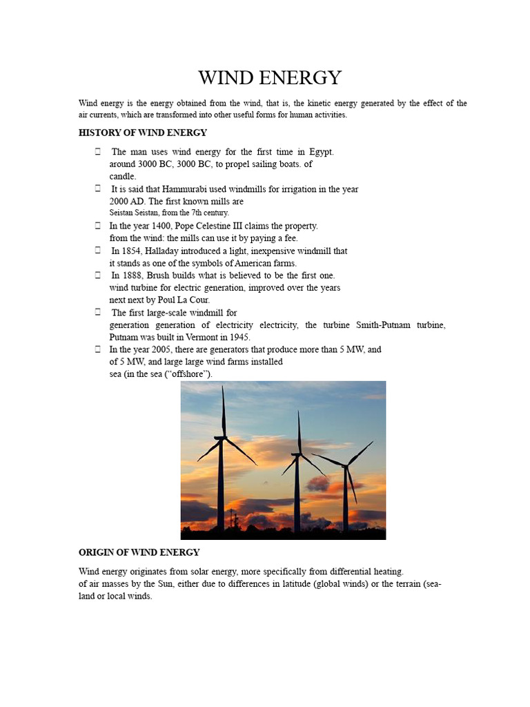 Wind Energy | PDF | Wind Turbine | Wind Power