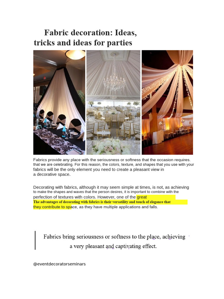Elegant Fabric Decoration Ideas for Events | PDF | Wedding | Textiles