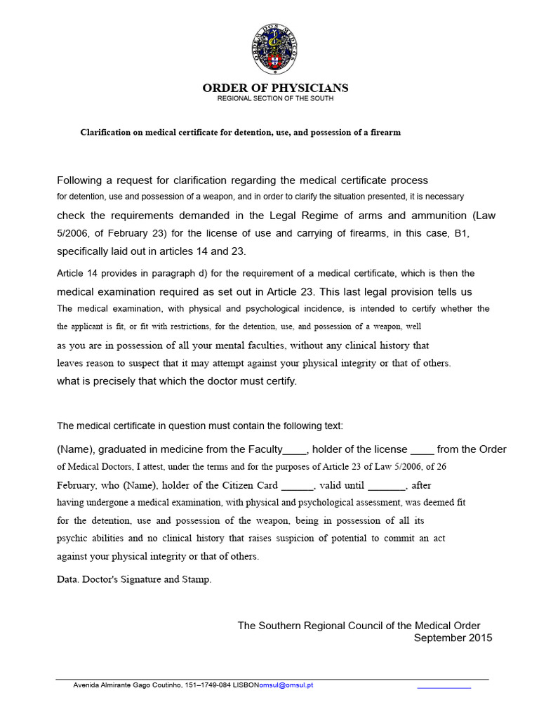Gun Possession Certificate | PDF