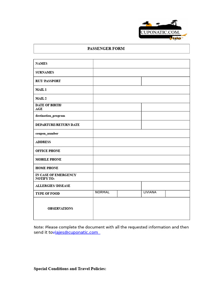 Passenger Sheet | PDF