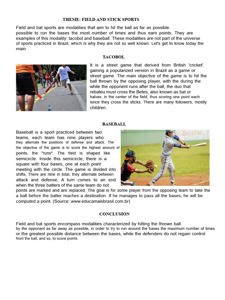 Physical Education Activity - Field and Stick Sports 7 | PDF | Ball ...