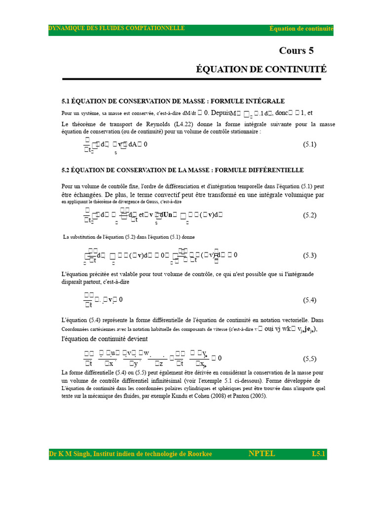 Équation de continuité en dynamique des fluides | PDF | Dynamique des ...