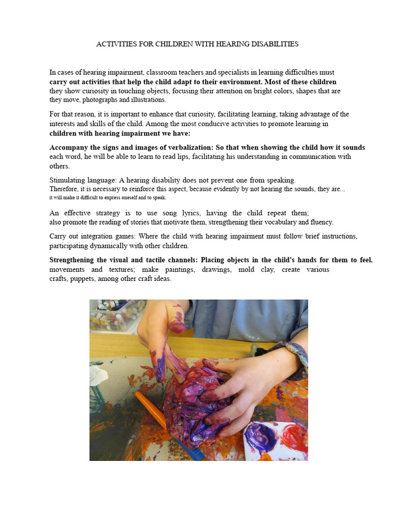 Engaging Activities for Hearing-Impaired Kids | PDF | Learning | Psychology