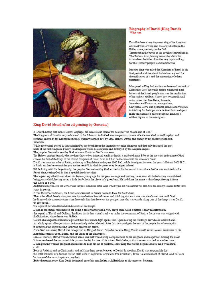 Biography of King David | PDF | David | Saul