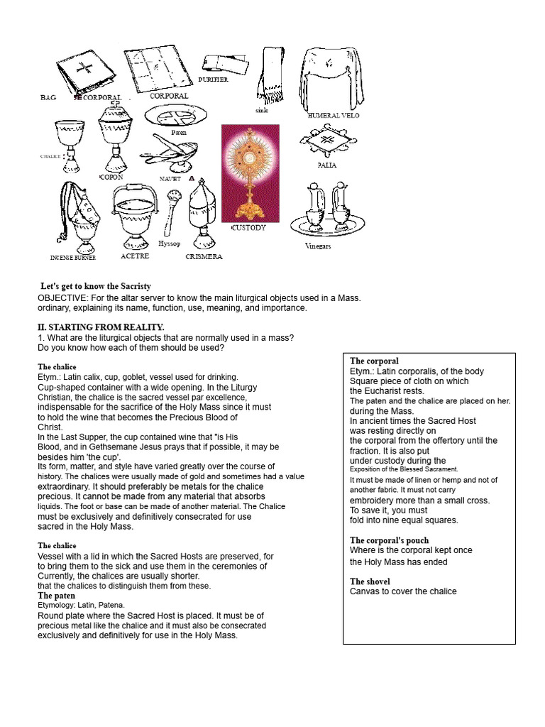 Let's Get To Know The Sacristy 1 | PDF | Altar | Mass (Liturgy)