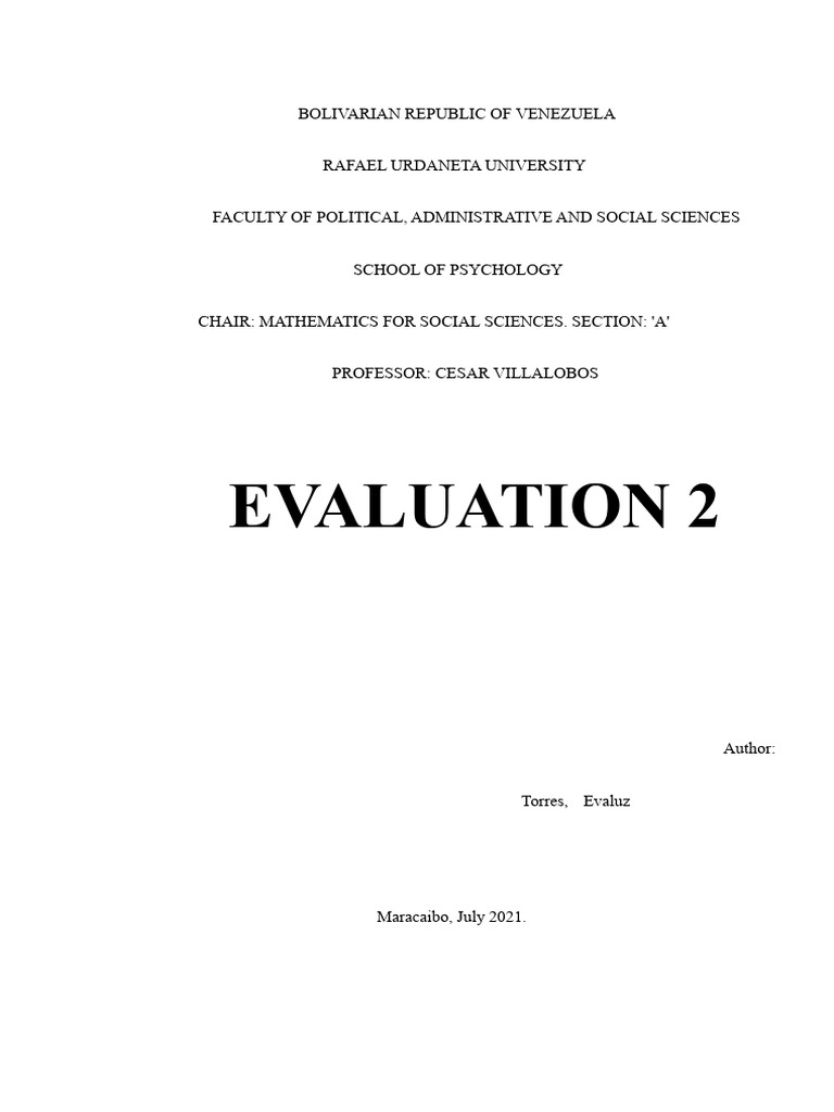 Mathematics for Social Sciences Evaluation | PDF | Equations ...
