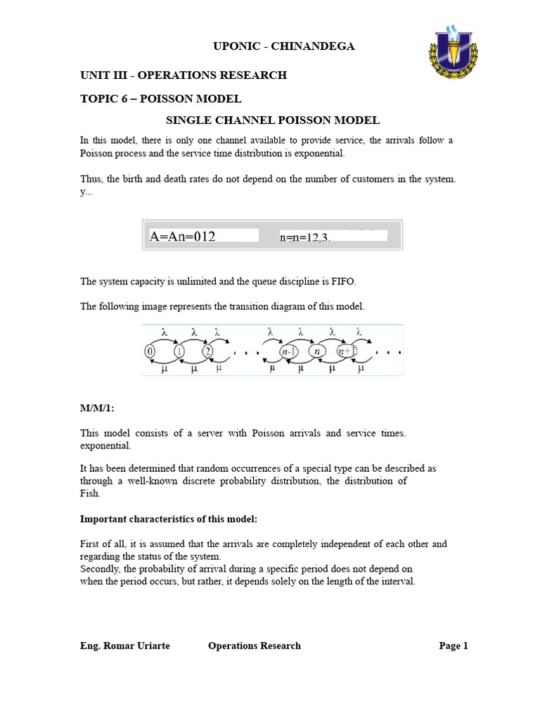 Class 6 - Poisson Model - Single Server Method | PDF | Poisson ...