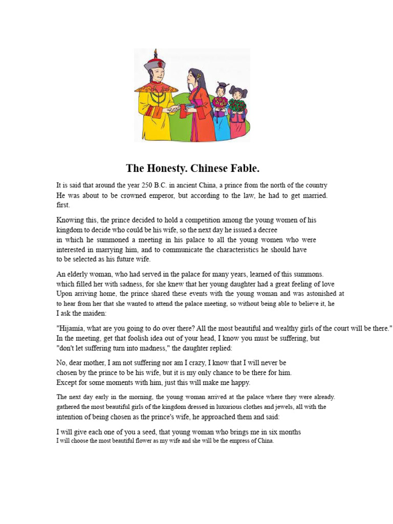 The Honesty: A Chinese Fable | PDF