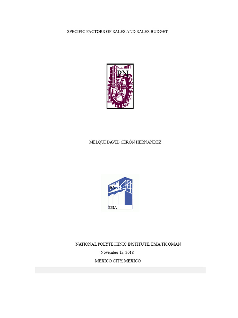Specific Sales Factors and Sales Budget | PDF | Prices | Sales