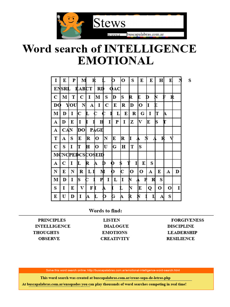 Emotional Intelligence Word Search | PDF