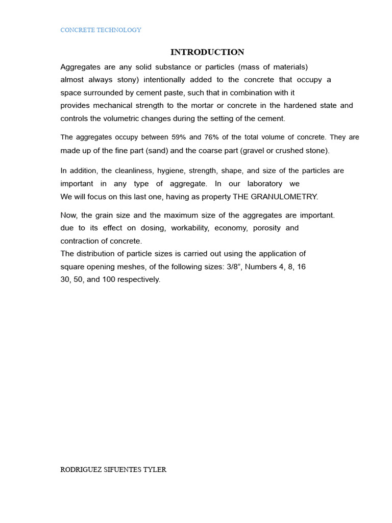 Report On The Granulometry of Fine Aggregate and Coarse Aggregate | PDF ...