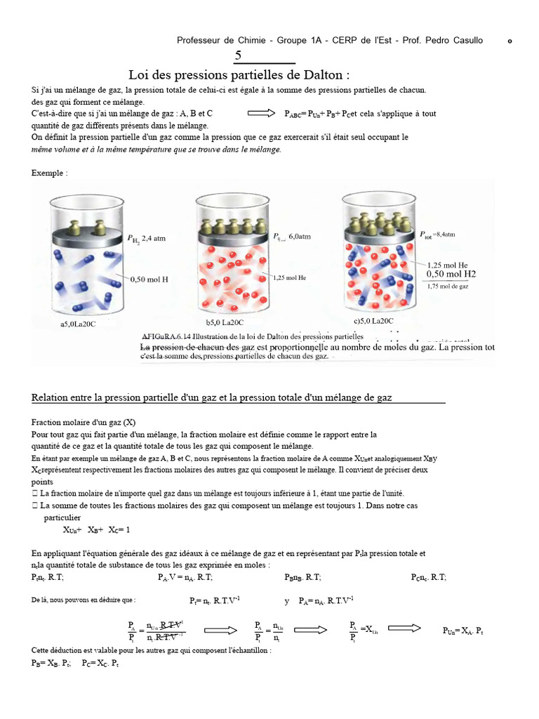 Loi de Dalton et Pression Partielle | PDF | Gaz | Pression