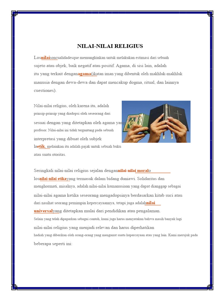 Prinsip Nilai-Nilai Religius dalam Agama | PDF