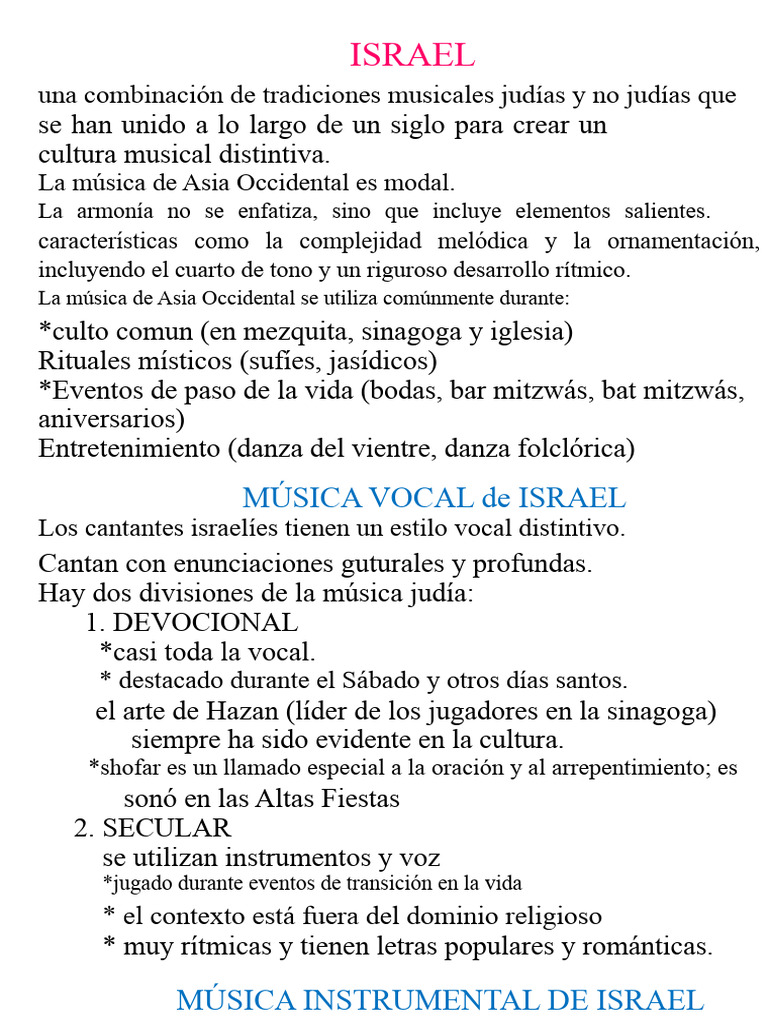 Música Vocal e Instrumentos de Israel | PDF | Instrumentos musicales ...