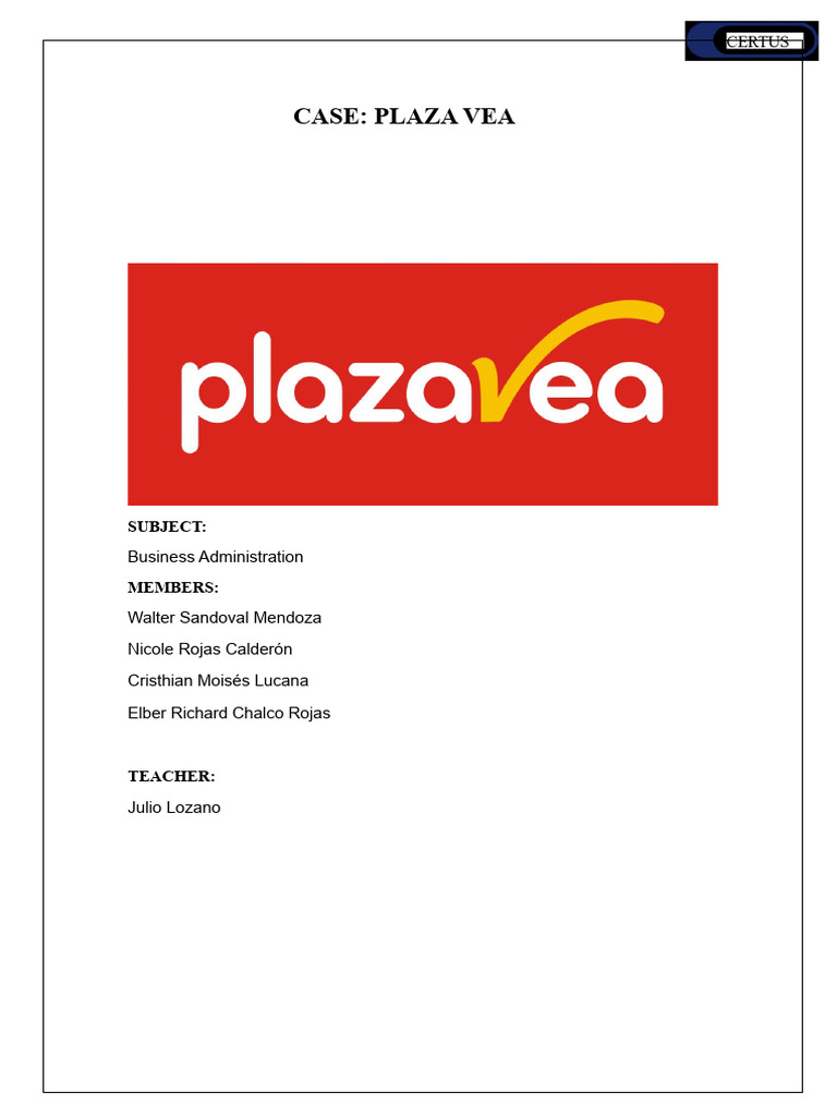 CASE 3 Plaza Vea Group 4 (1) 2 | PDF | Supply Chain | Supermarket