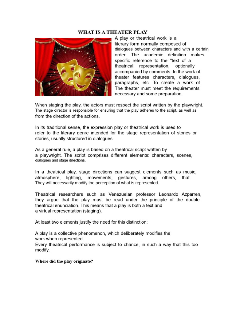What Is A Theater Play | PDF | Theatre | Play (Theatre)