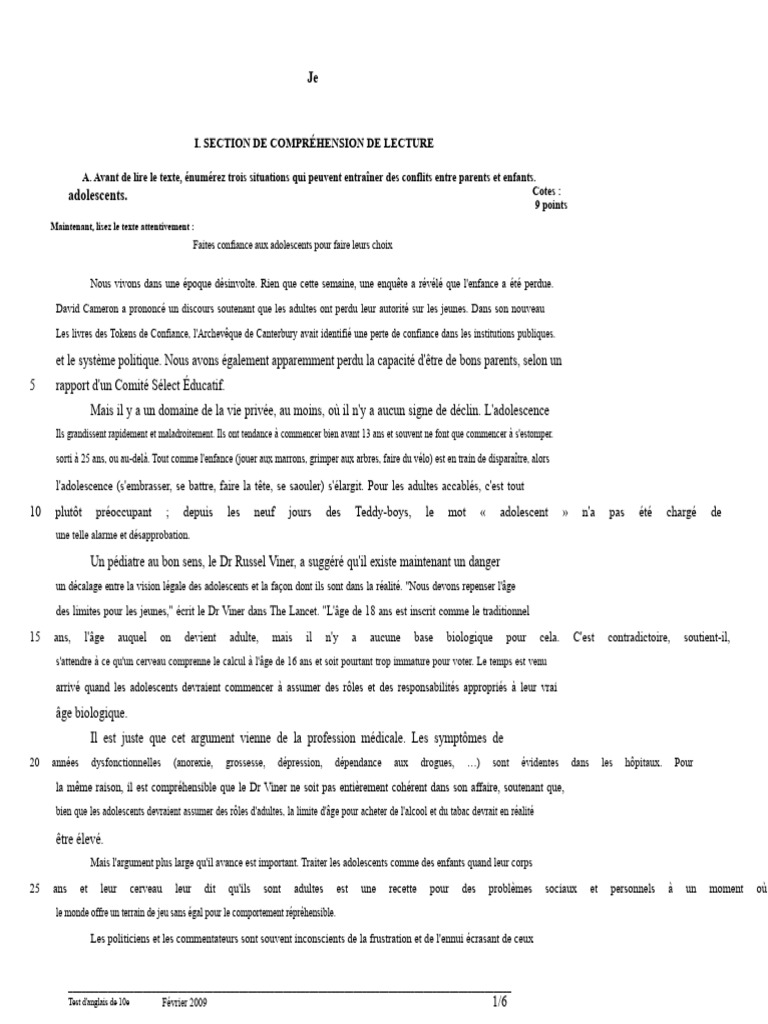Confiance et défis des adolescents aujourd'hui | PDF | Adolescence ...