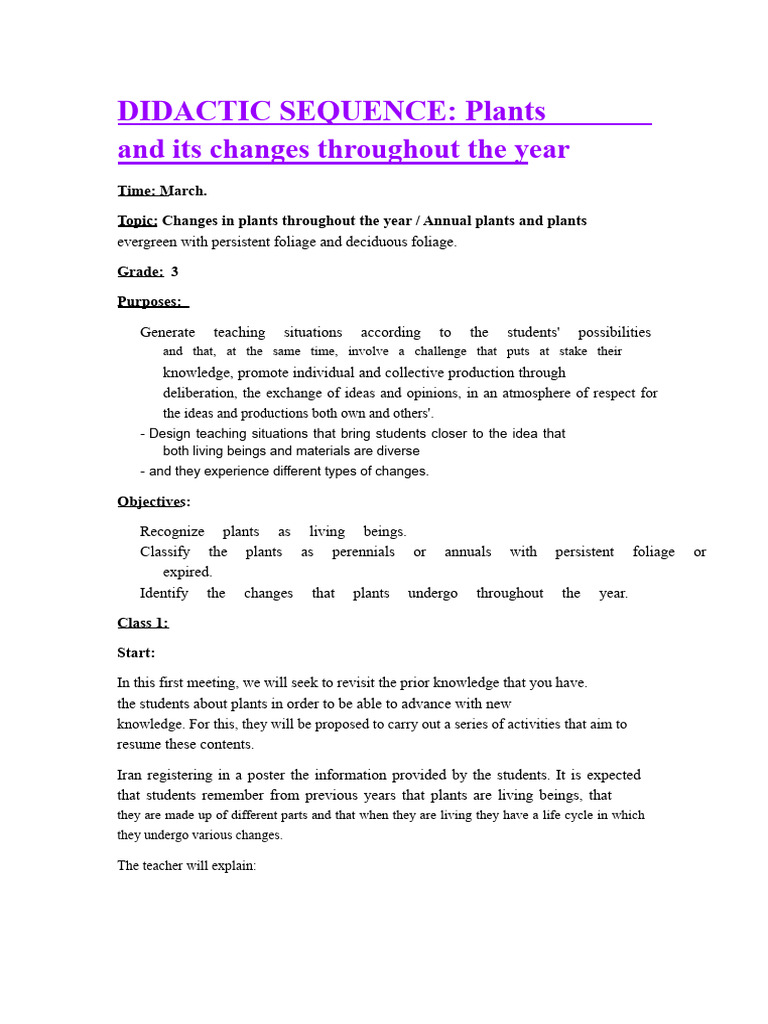 Changes in Plants: A Yearly Overview | PDF | Plant Stem | Root