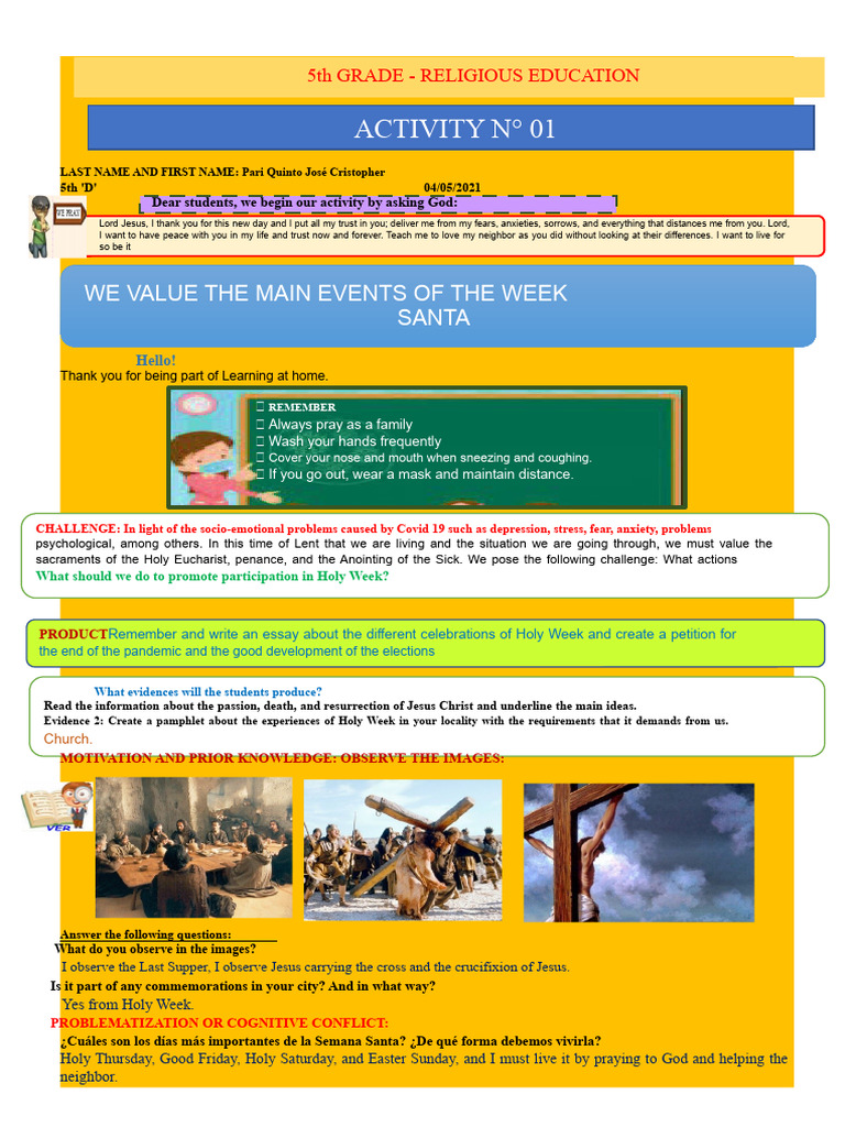 We Value The Main Events of Holy Week | PDF | Eucharist | Easter