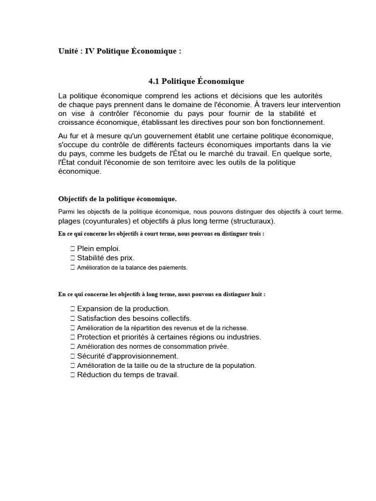 Comprendre la Politique Économique et Fiscale | PDF | Politique ...