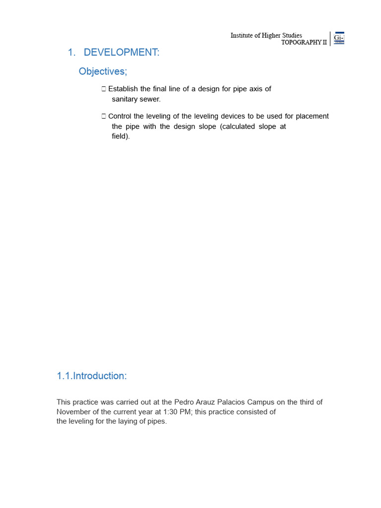 Leveling For A Pipe | PDF | Irrigation | Sanitary Sewer