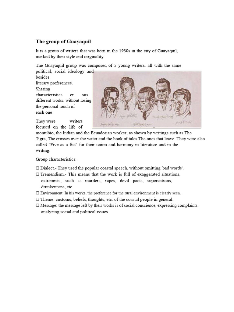 Guayaquil Group: Pioneers of Ecuadorian Literature | PDF | Ecuador