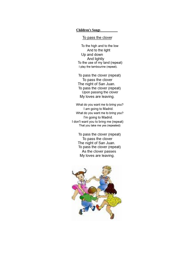 20 Children's Songs 1 Per Page | PDF