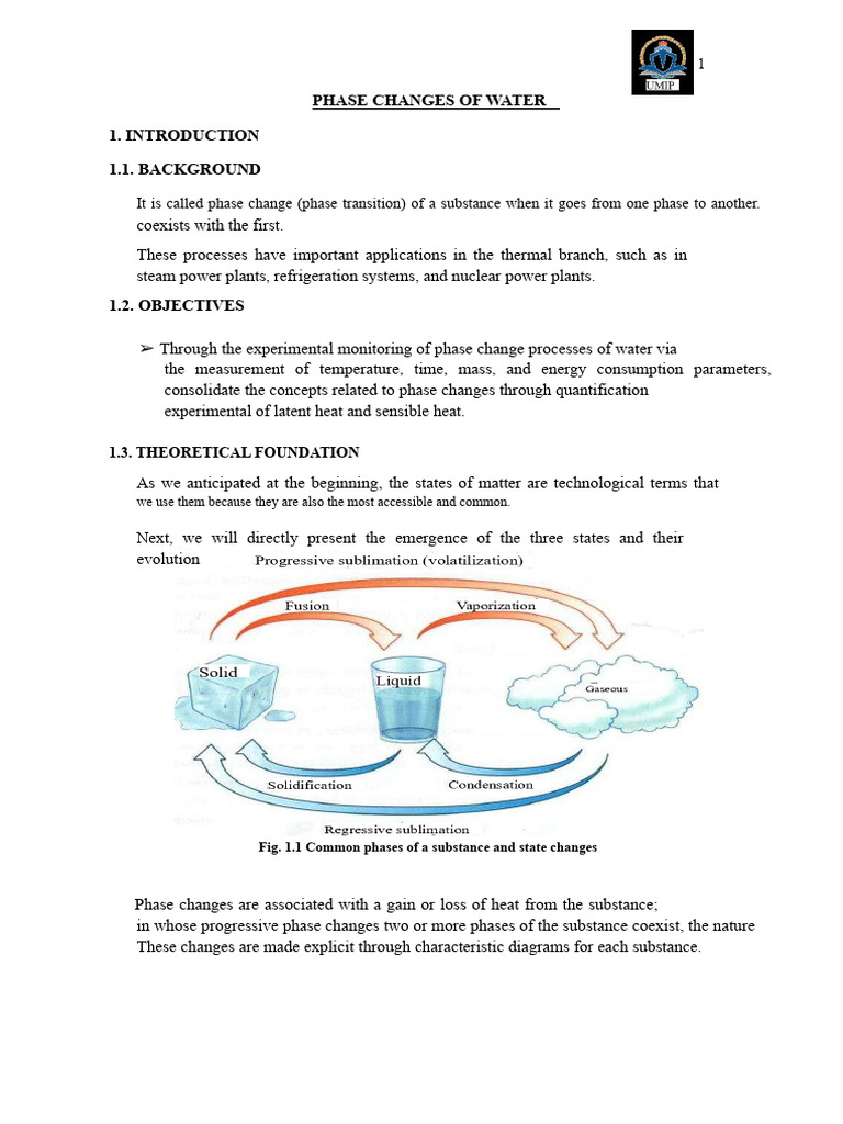 Lab. 1 - Phase Changes of Water | PDF | Latent Heat | Phase (Matter)