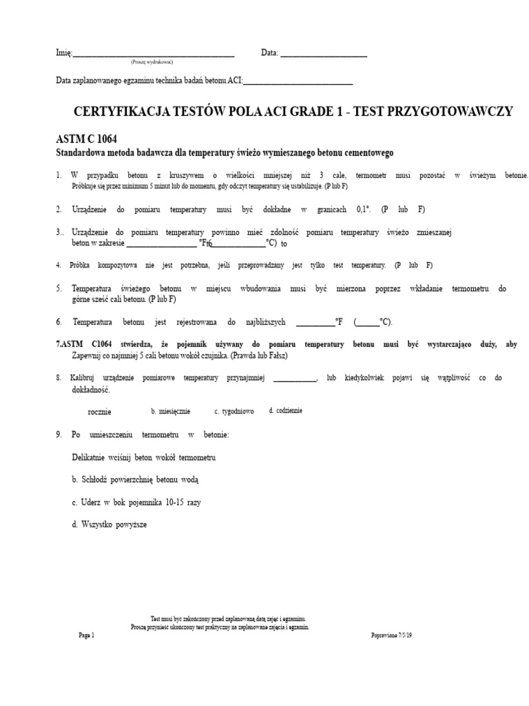 ACI Test Praktyczny 5719 | PDF