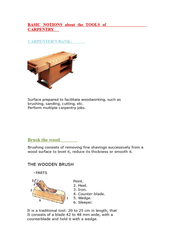 Essential Carpentry Tools Explained | PDF | Drill | Wood Carving