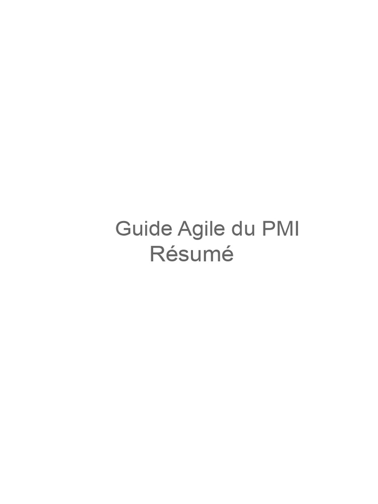Guide PMI sur l'Agilité en Gestion de Projet | PDF | Méthode agile ...