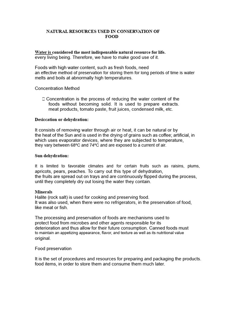 Natural Resources Used in Food Preservation 2 | PDF | Food Preservation ...
