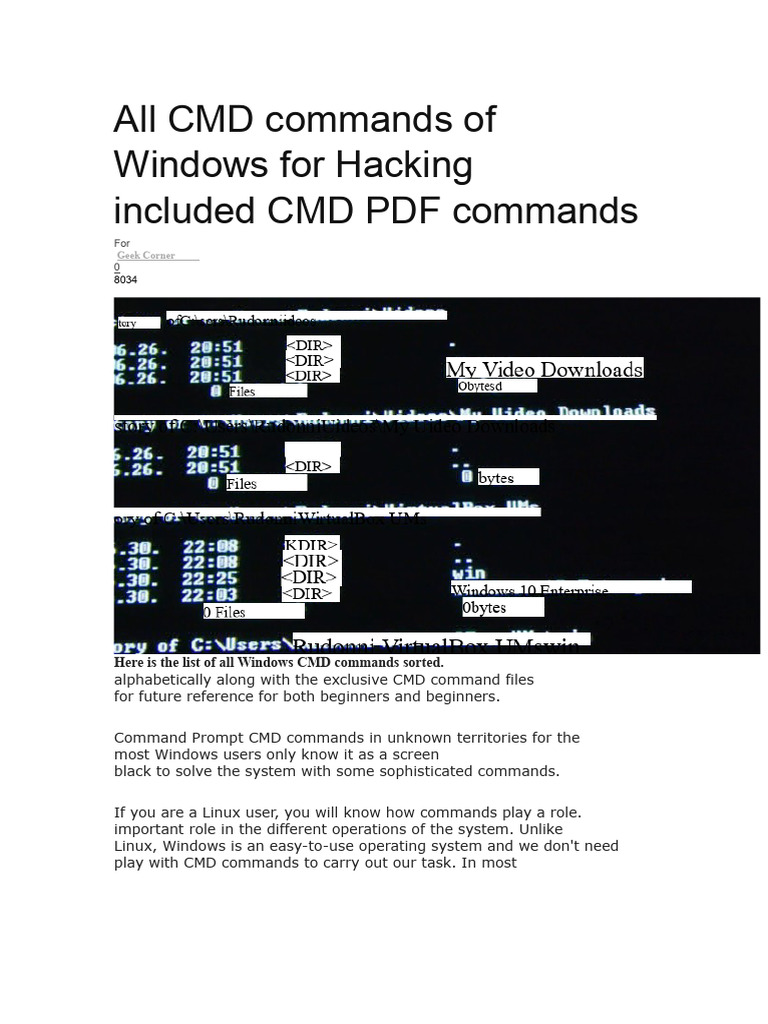 A-Z Windows CMD Commands for Hacking | PDF | Computer File | Windows ...