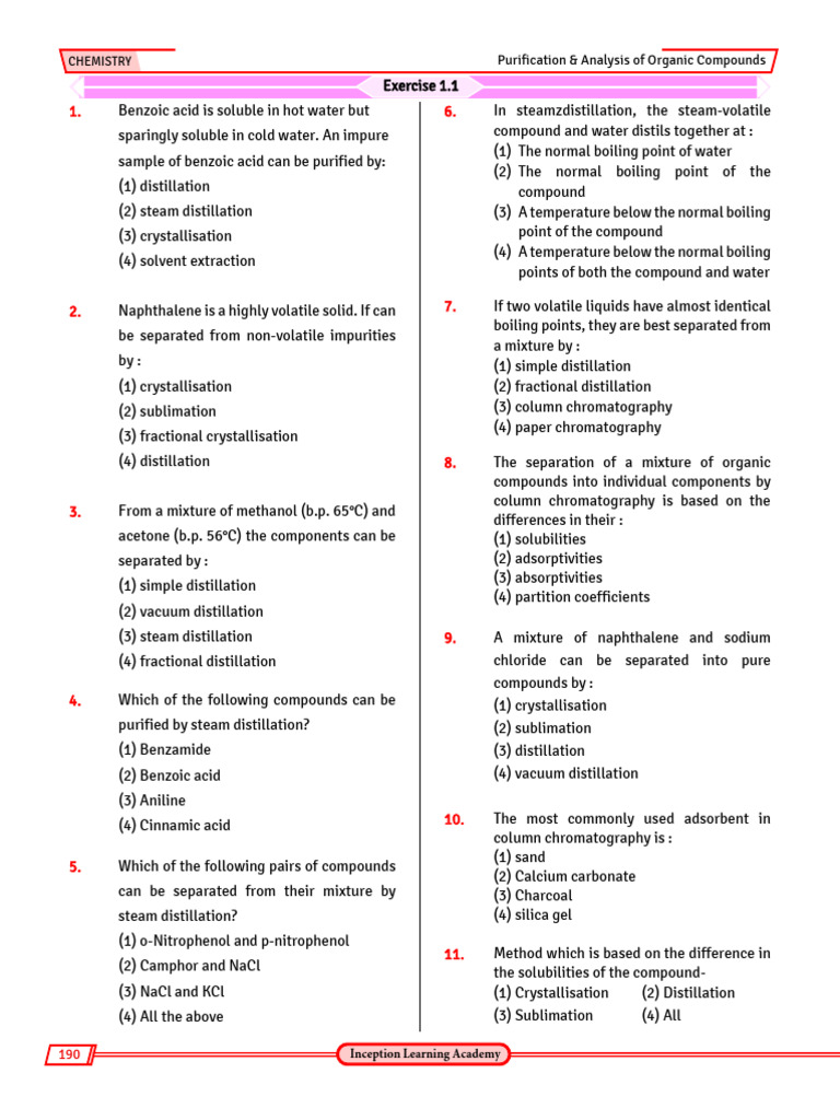 Organic Compound Purification Methods | PDF | Distillation | Cyanide