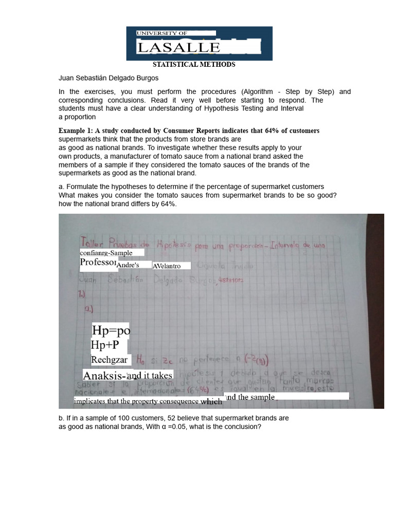 Workshop 3. Hypothesis Testing For A Proportion - Confidence Interval ...