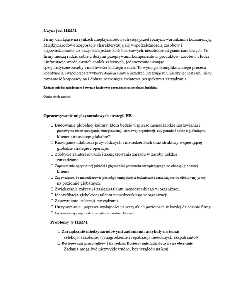 Notatki Ihrm | PDF