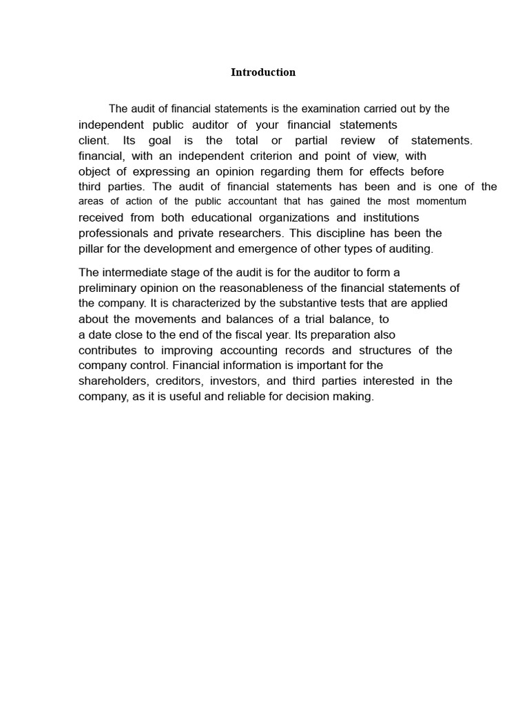 Introduction and Conclusion of Financial Accounting | PDF | Audit ...